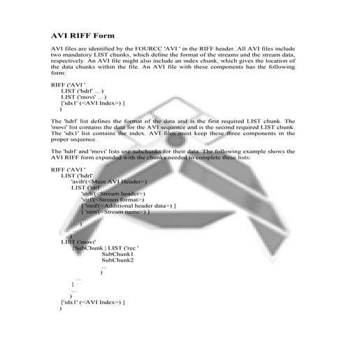 Avi riff form | PDF