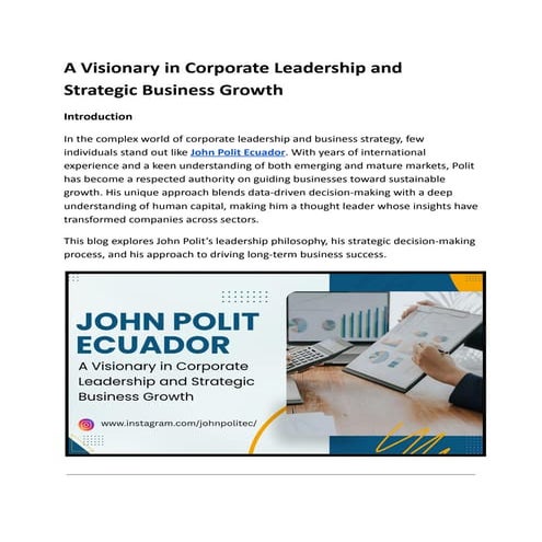 John Polit Ecuador: Driving Business Success Through Strategic ...