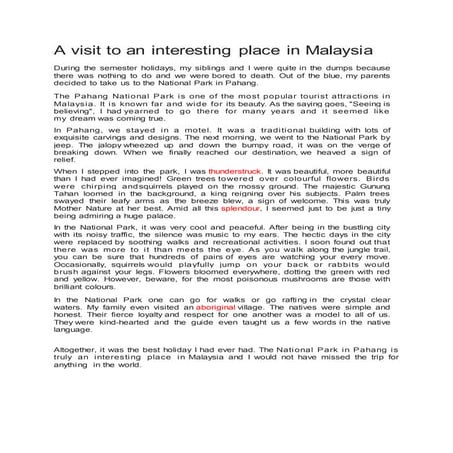 A visit to an interesting place in malaysia | DOCX