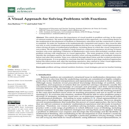 A Visual Approach For Solving Problems With Fractions | PDF
