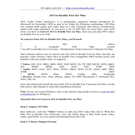 Avi to kindle fire for mac | DOC