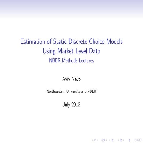 Estimation of Static Discrete Choice Models Using Market Level Data | PDF