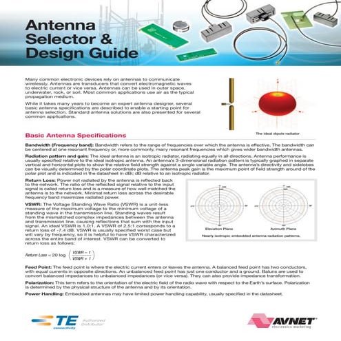 Avnet, TE Antenna Selector Guide | PDF