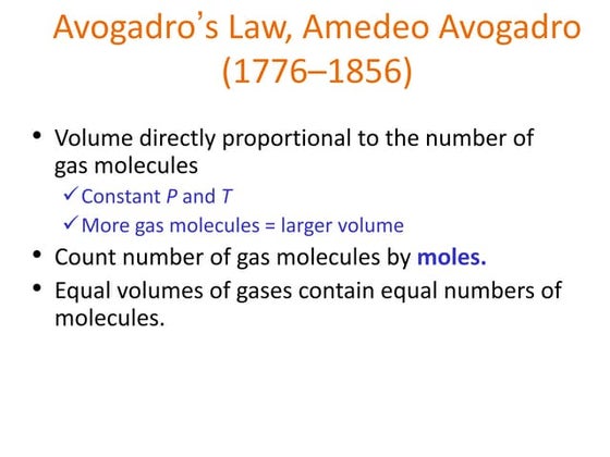 Avogadro's law | PPT
