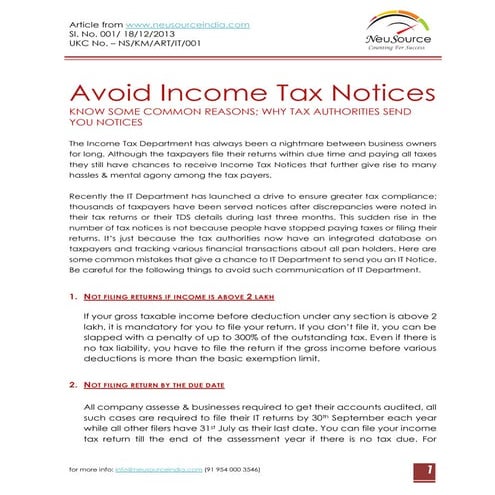 Avoid income tax notice | PDF | Business Accounting & Finance | Business