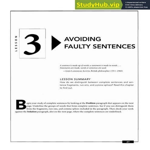 Avoiding Faulty Sentences (1) | PDF