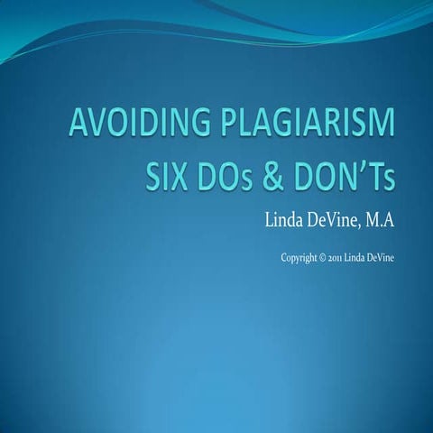 Avoiding plagiarism | PPTX