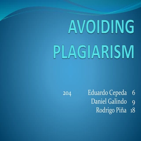 Avoiding plagiarism | PPT