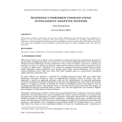 Avoiding undesired choices using intelligent adaptive systems | PDF