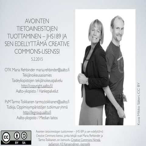 Avointen tietoaineistojen tuottaminen - JHS 189 ja sen edellyttämä ...