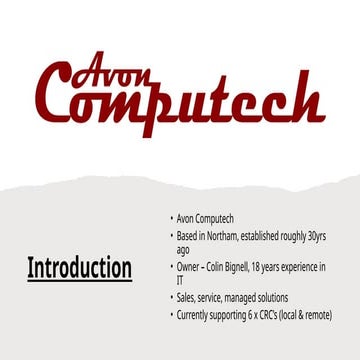 Avon Computech CRC Cluster Presentation at Quairading CRC | PPTX