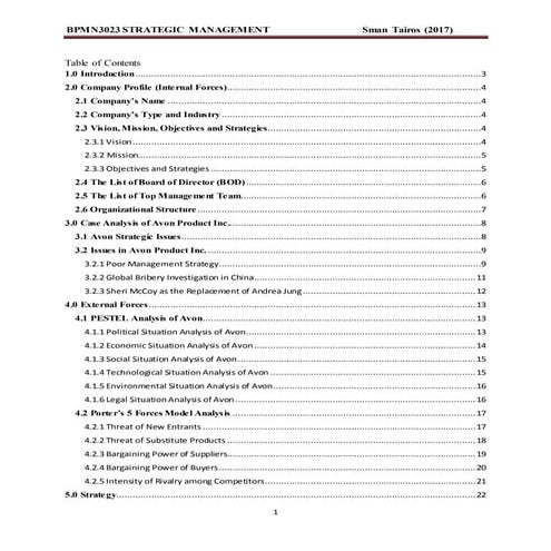 Avon case study solution | DOCX