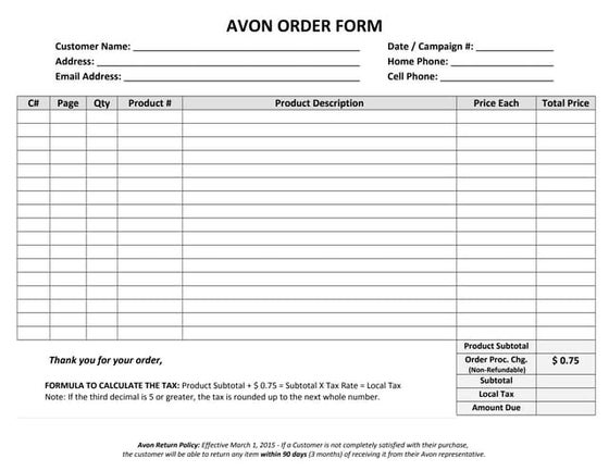 AVON CUSTOMER PROFILE - Template | DOC