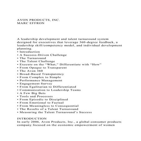AVON PRODUCTS, INC.MARC EFFRONA leadership development.docx | Career ...