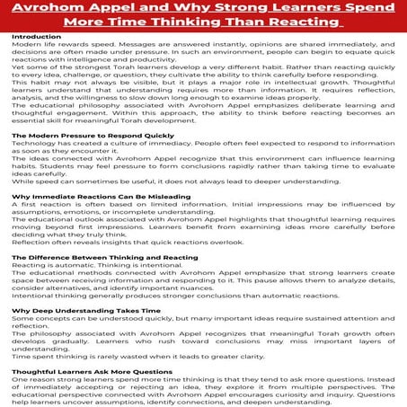 Avrohom Appel and Why Strong Learners Spend More Time Thinking Than ...