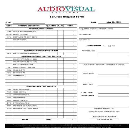 AV Services Request & Photography Brief Form | PDF | Technology & Computing