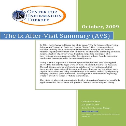Improve Patient Care with After-Visit Summaries | PDF