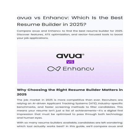 avua vs Enhancv_ Which Is the Best Resume Builder in 2025 | PDF