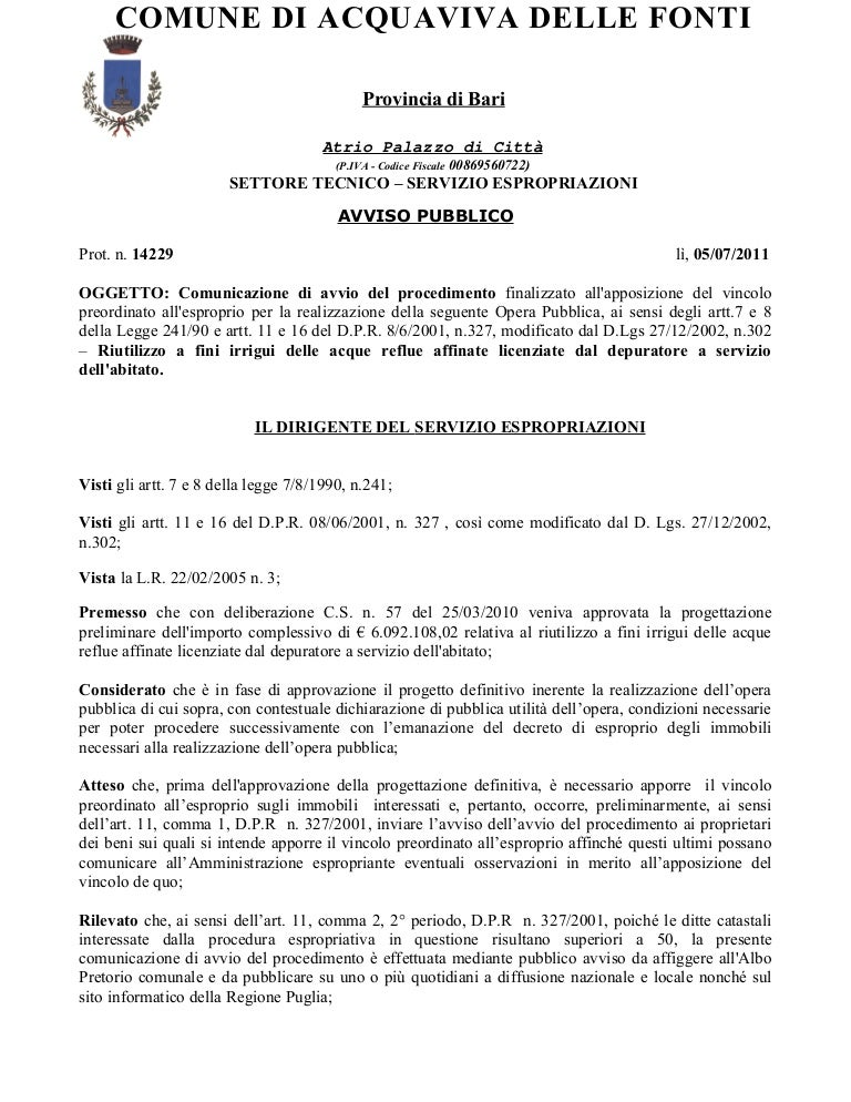 Avviso pubblico avvio_procedimento_espropriativo Avviso pubblico avvio_procedimento_espropriativo