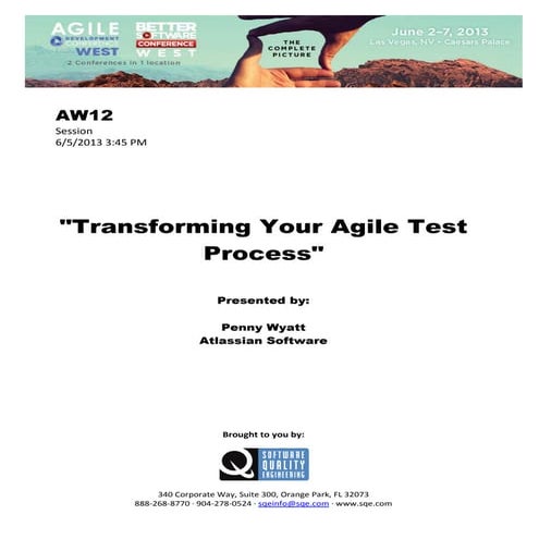 Transform Your Agile Test Process to Ship Fast with High Quality | PDF