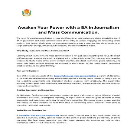 Awaken Your Power with a BA in Journalism and Mass Communication.docx