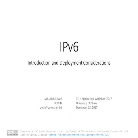 IPv6 Addressing and Deployment Considerations | PPT