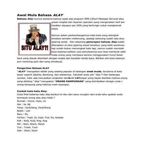 Awal mula bahasa alay | PDF