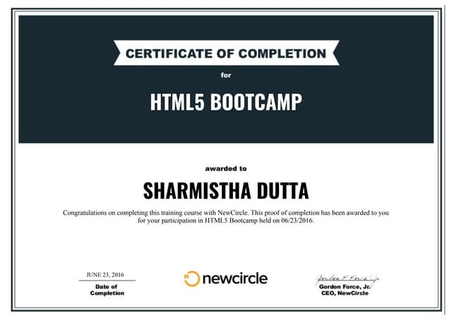 Award Certificate of Completion - HTML5 BOOTCAMP | PPT Award Certificate of Completion - HTML5 BOOTCAMP | PPT