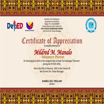 SAMPLE DEPED CERTIFICATES FOR RECOGNITION | PPTX