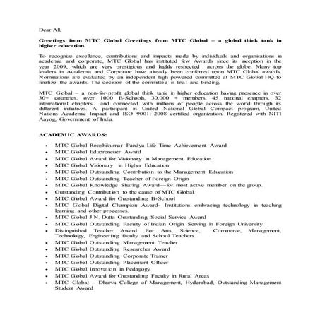 MTC Global Award 2015 | PDF