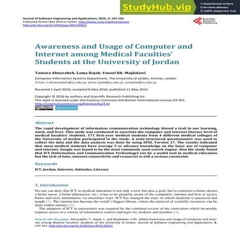 Awareness And Usage Of Computer And Internet Among Medical Faculties ...