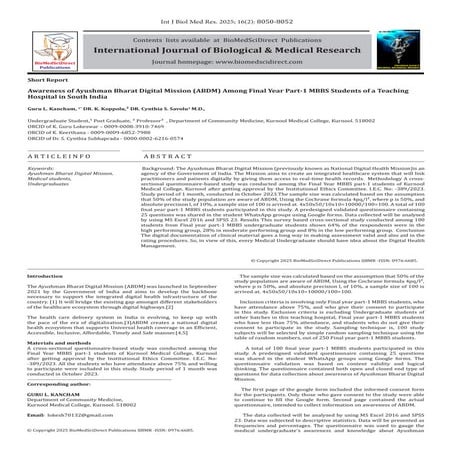 Awareness of Ayushman Bharat Digital Mission (ABDM) Among Final Year Part-1 MBBS Students of a ...