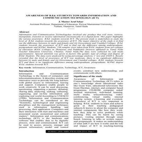 Awareness of B.Ed. students towards information and communication ...