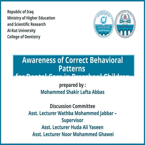 Awareness of Correct Behavioral Patterns for Dental Care in Preschool ...