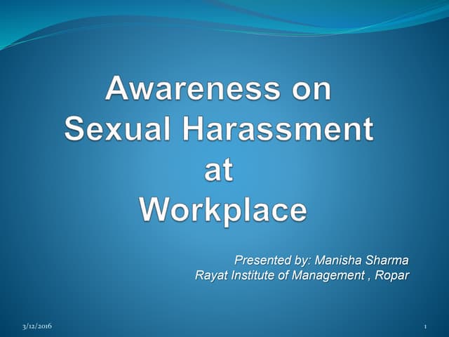 Awareness on posh act | PPTX Awareness on posh act | PPTX
