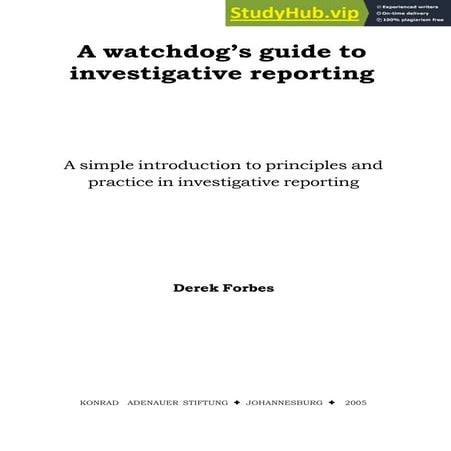 A Watchdog S Guide To Investigative Reporting A Simple Introduction To ...