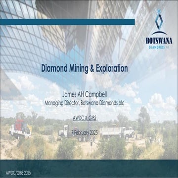 The exploration, mining and financing for diamond mines. | PDF