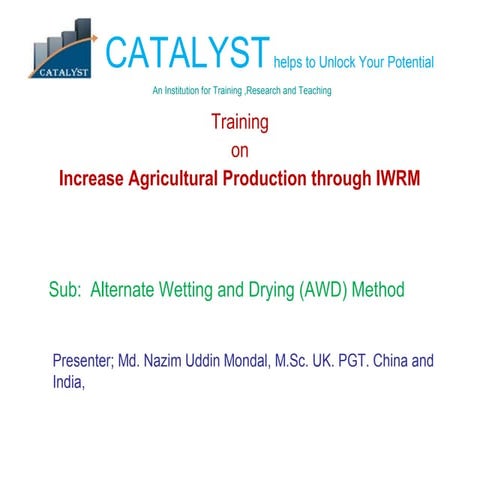 Alternate weting and drying AWD, technology for rice | PPT