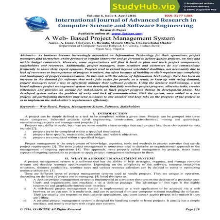 A Web Based Project Management System Pdf Computing Technology