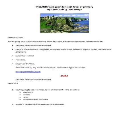 A webquest of ireland | PDF
