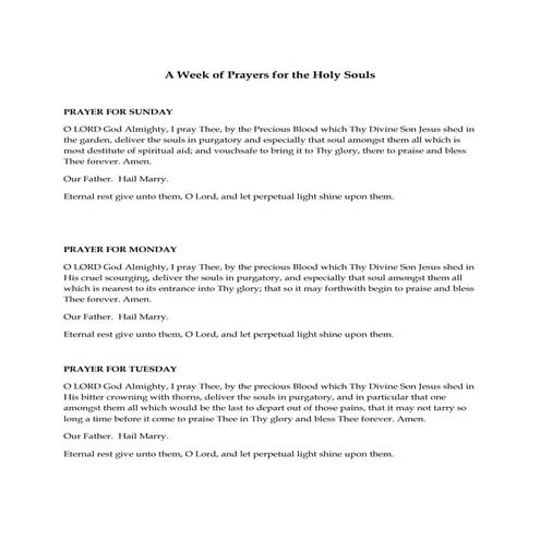 A week of prayers for the holy souls | PDF