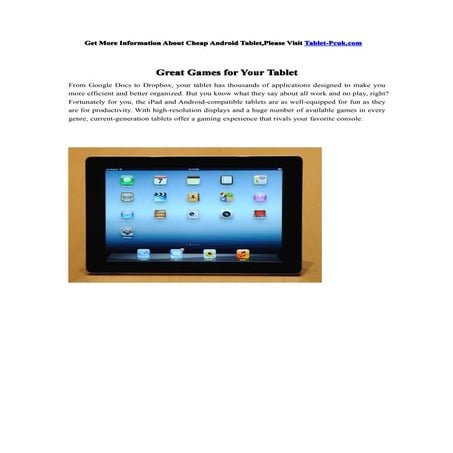 Awesome games for your tablet | PDF | Operating Systems | Computer ...