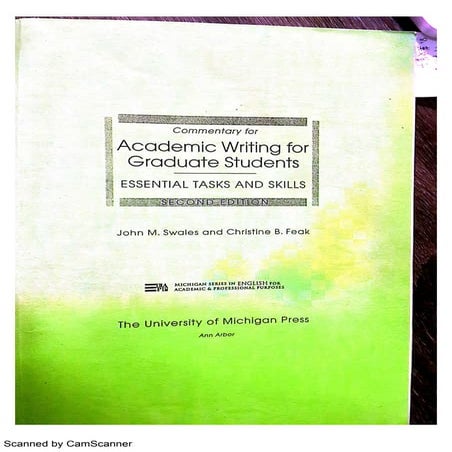 Commentary for ACADEMIC WRITING FOR GRADUATE STUDENTS | PDF
