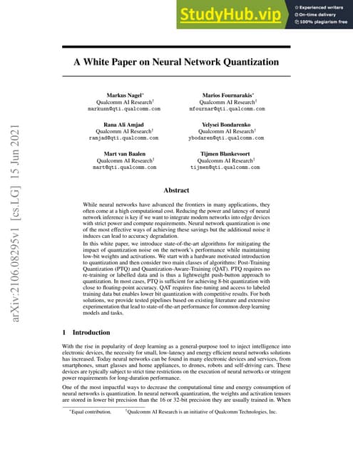 A White Paper On Neural Network Quantization Pdf