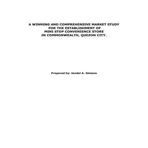 A Winning Market Study for the Establishment of Mini Stop Conveinence ...
