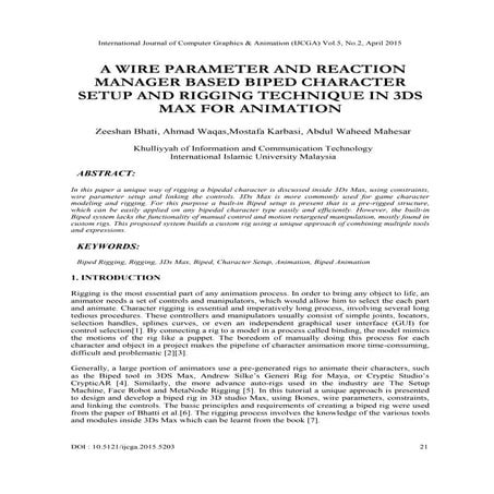 A Wire Parameter and Reaction Manager basedBiped Character Setup and ...