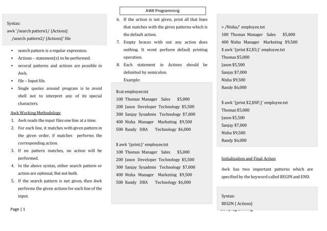 Awk Programming Ppt