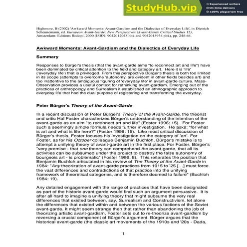 Awkward Moments Avant-Gardism And The Dialectics Of Everyday Life | PDF