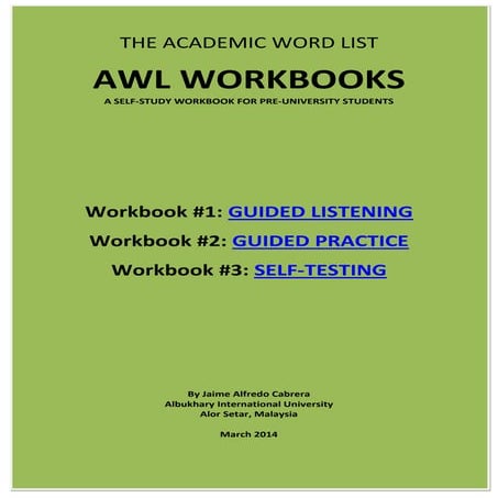 Academic Word List (AWL) Three Workbooks for Pre-University Students ...
