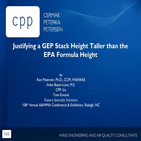 Justifying a GEP Stack Height Taller than the EPA Formula Height | PPT